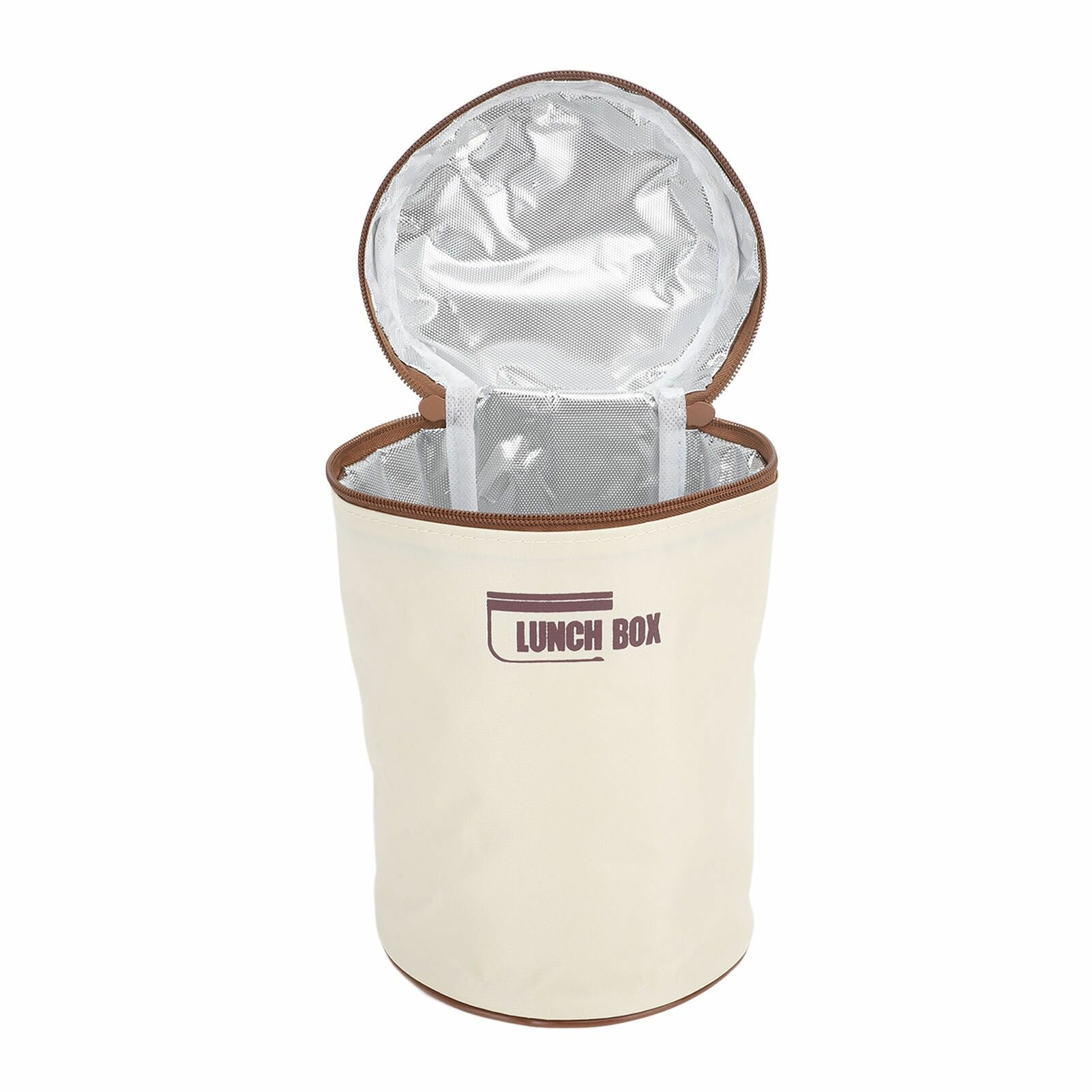 Изолированный контейнер для обеда из нержавеющей стали 304, герметичный универсальный портативный круглый термобокс для бенто с термосумкой, бежевый, 3 шт.