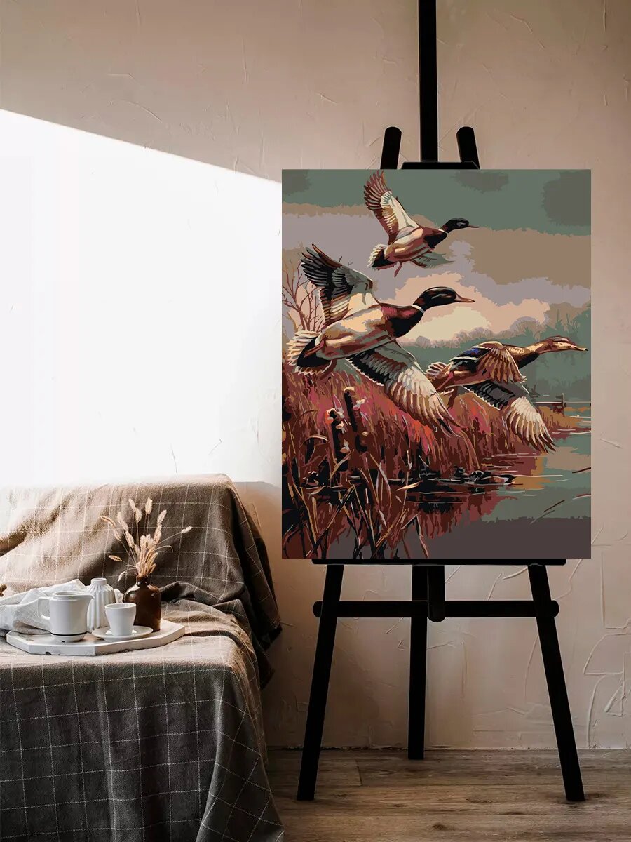 Картина по номерам Утиная Охота Животные Птицы Утки