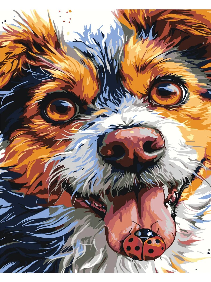 Картина по номерам Иллюстрация Собака и Божья Коровка