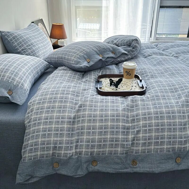 Комплект постельного белья, Лён, Хлопок, Двуспальный, наволочки 48x74