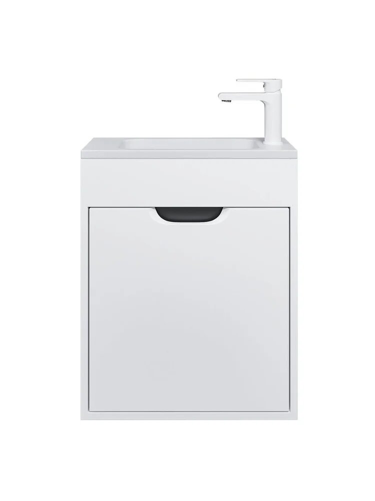 Тумба под раковину без столешницы Uperwood Modul 50 подвесная, 1 дверца, матовая белая, графит