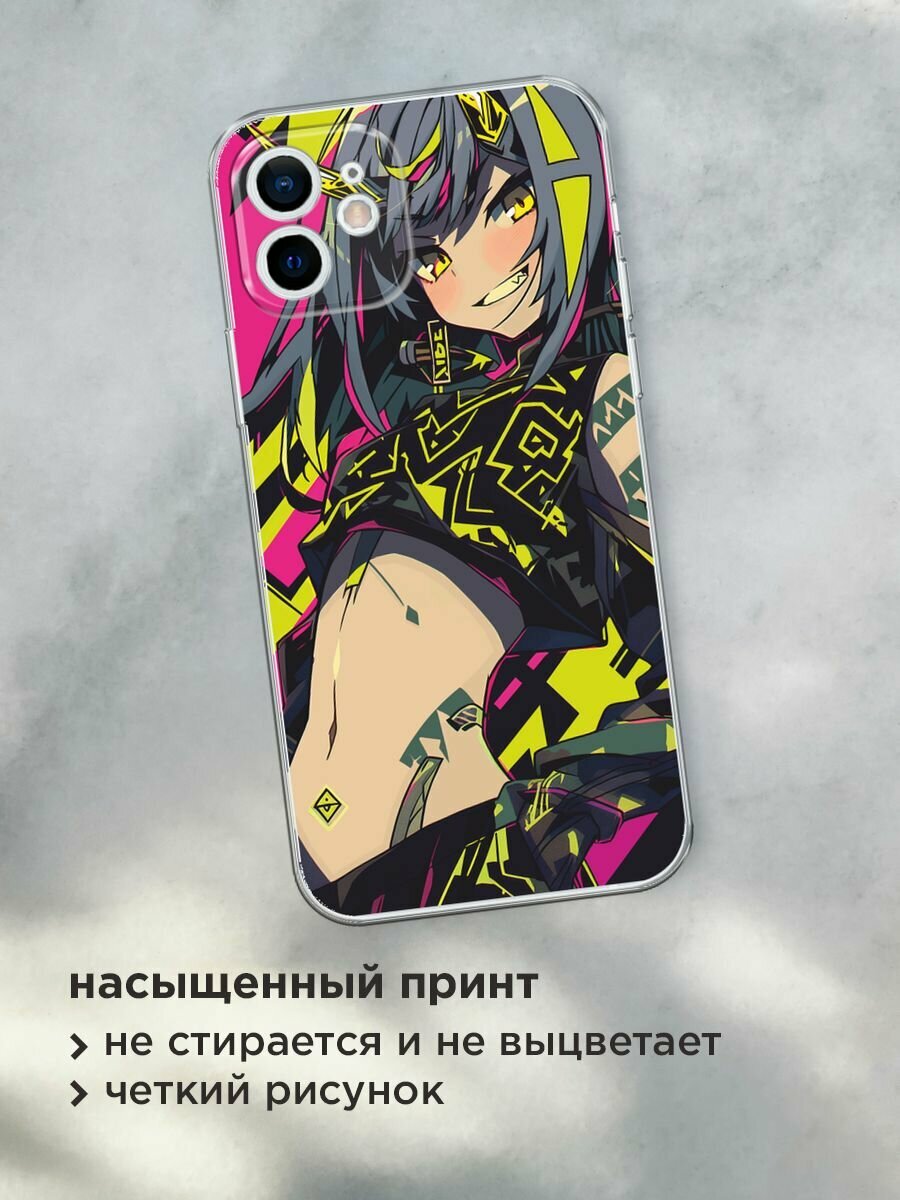 Чехол на Apple iPhone 12 mini / Айфон 12 Мини с принтом "Девушка в кибер костюме" — фото 1