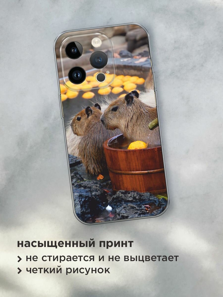 Чехол на Apple iPhone 14 Pro / Айфон 14 Про с принтом "Капибары отмокают" — фото 1