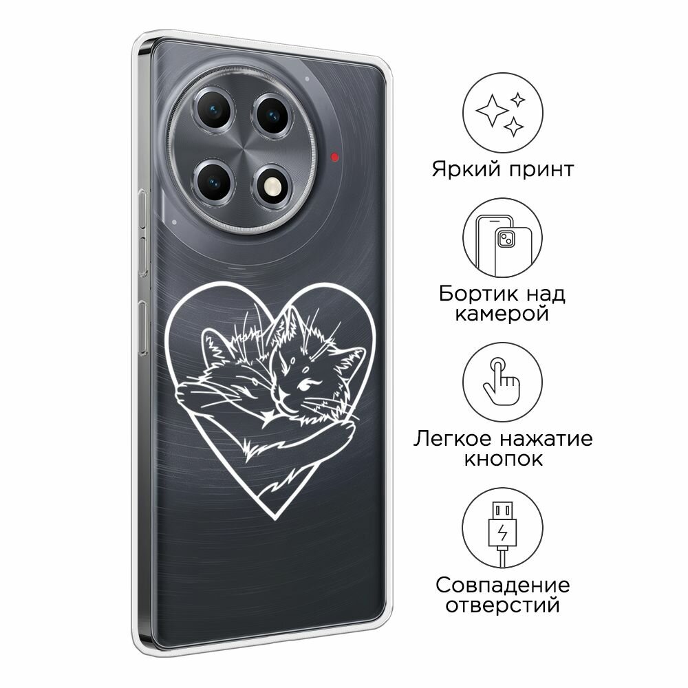 Чехол на Tecno Camon 30S / Текно Камон 30S с принтом "Влюблённые котики рисунок 2 - 14 февраля", прозрачный — фото 1