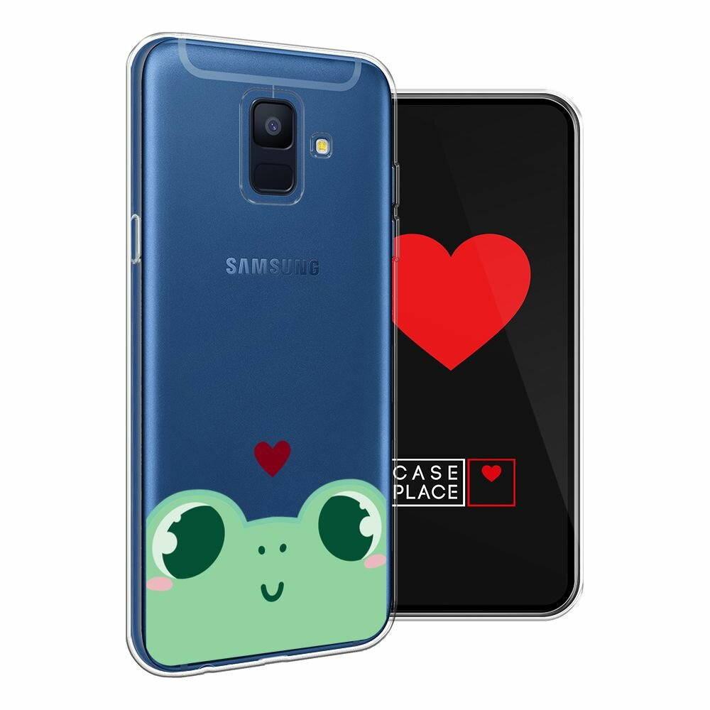 Чехол на Samsung Galaxy A6 / Самсунг Галакси А6 с принтом "Влюблённая лягушка - 14 февраля", прозрачный — фото 1