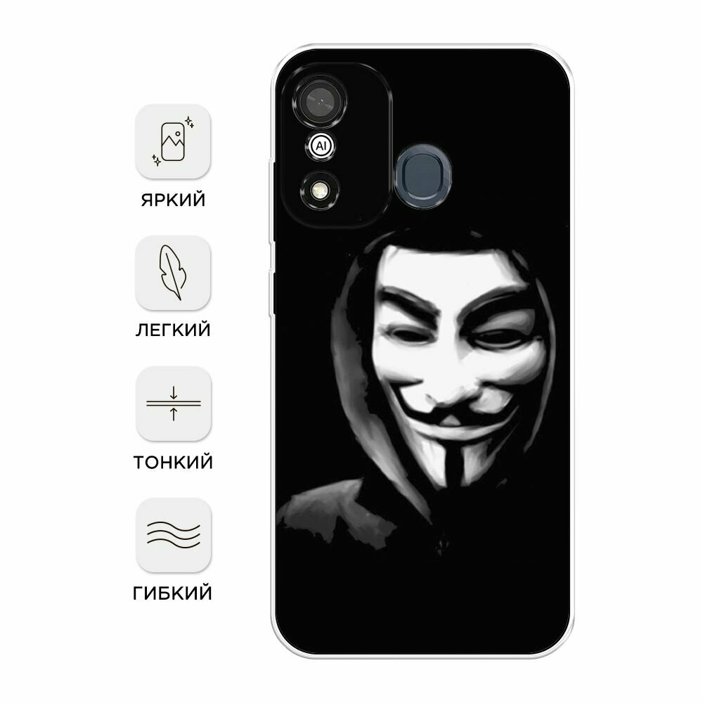 Силиконовый чехол на Itel A27 / Ител А27 с принтом "Анонимус" — фото 1