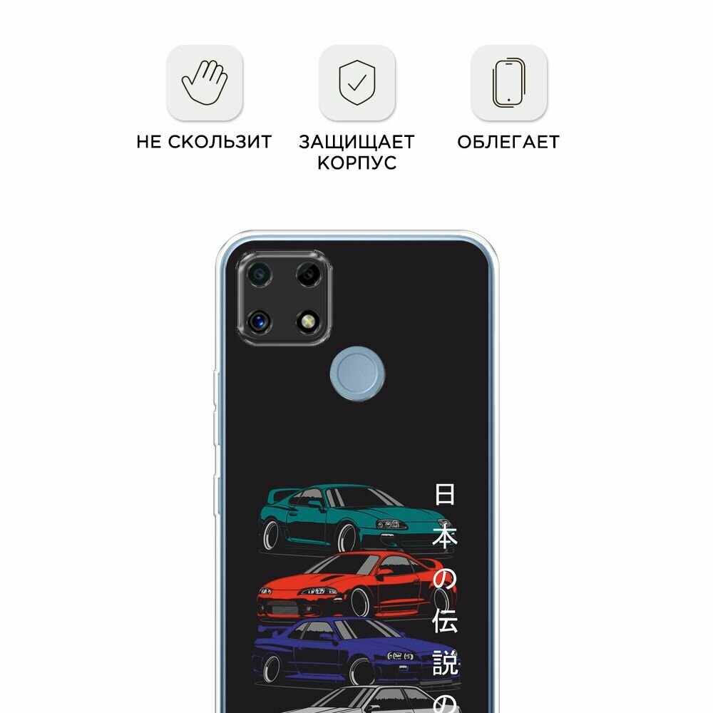 Чехол на Realme C25/C25s / Реалми С25/C25s с принтом "JDM Legend cars" — фото 1