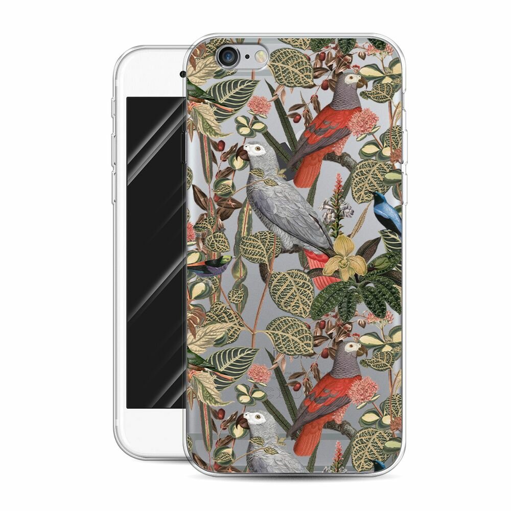 Чехол на Apple iPhone 6 / Айфон 6 с принтом "Tropical pattern", прозрачный — фото 1