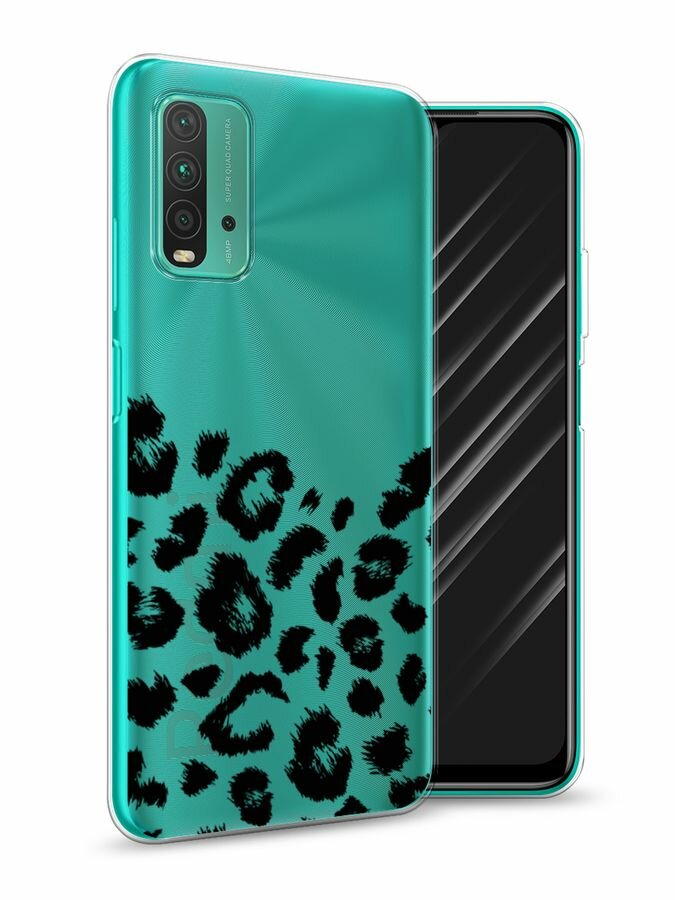 Чехол на Xiaomi Redmi 9T / Сяоми Редми 9Т с принтом "Окрас леопарда фон черный", прозрачный