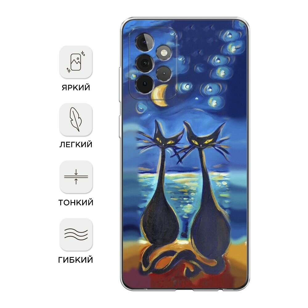 Чехол на Samsung Galaxy A72 / Самсунг Галакси А72 с принтом "Влюбленные котики 7" — фото 1