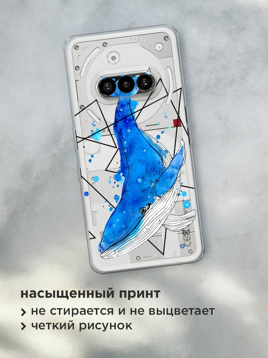Чехол на Nothing Phone 3a / Нотинг Фон 3а с принтом "Кит графика", прозрачный — фото 1