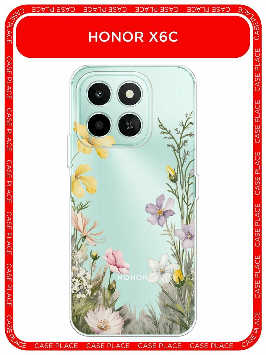 Чехол на Honor X6c / Хонор X6c с принтом "Летний винтаж 2", прозрачный