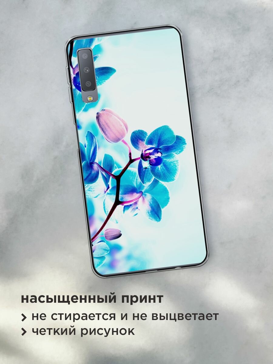 Чехол на Samsung Galaxy A7 2018 / Самсунг Галакси А7 2018 с принтом "Голубая орхидея" — фото 1