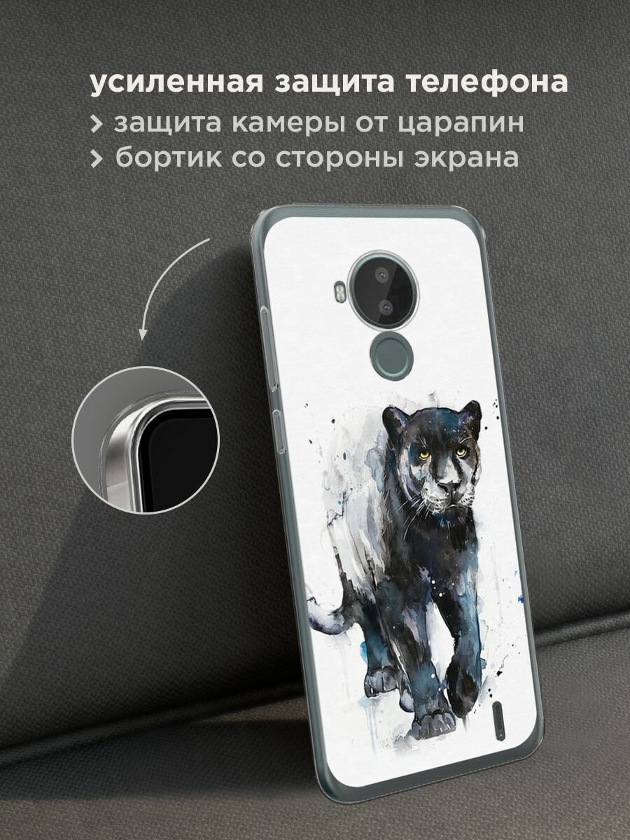Силиконовый чехол на Nokia C30 / Нокия C30 с принтом "Пантера арт 3" — фото 1