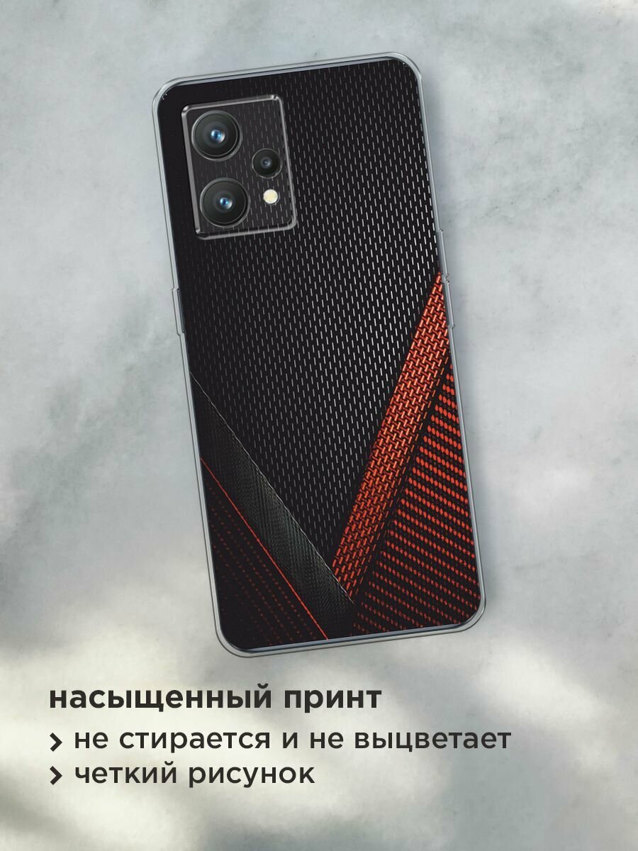 Чехол на Realme 9 4G/9 Pro Plus / Реалми 9 4G/9 Pro Plus с принтом "Красный карбон" — фото 1