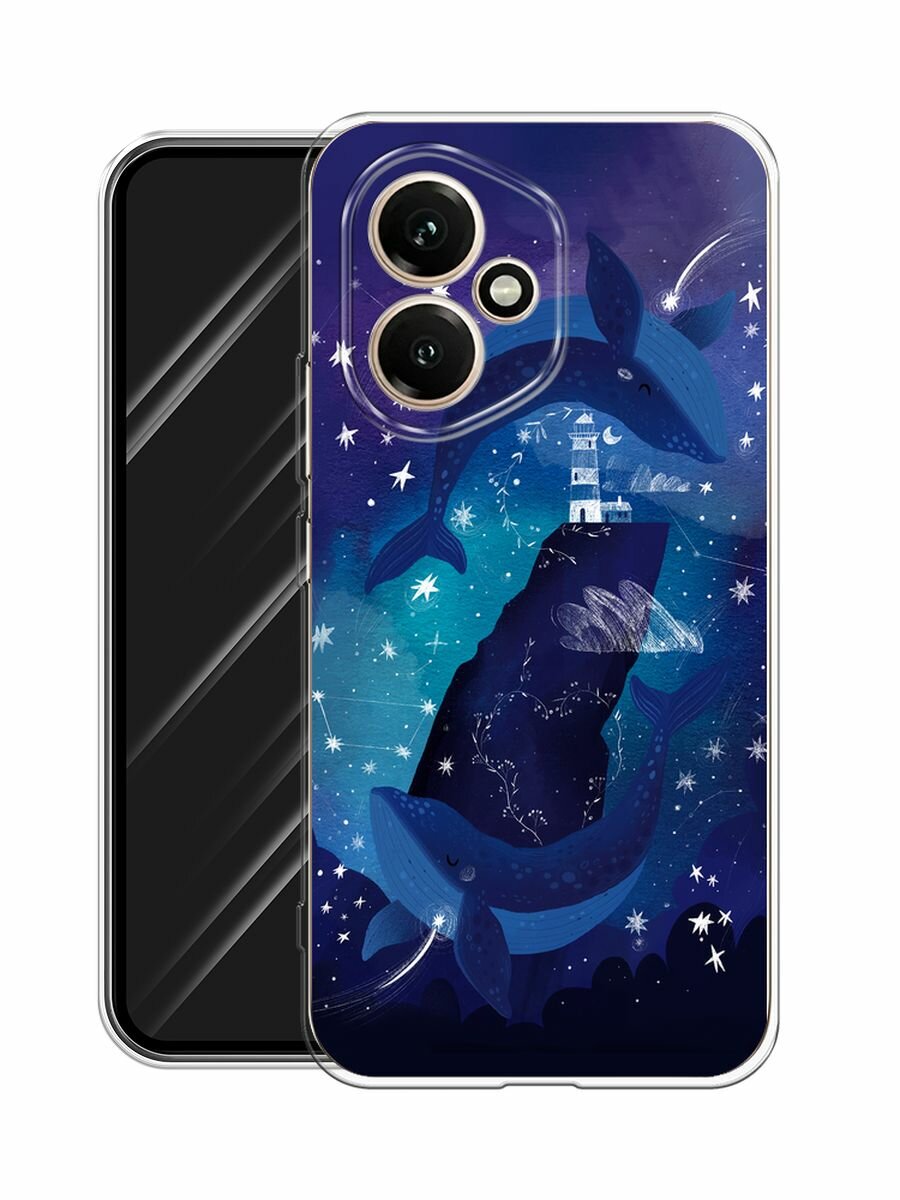 Силиконовый чехол на Honor 400 / Хонор 400 с принтом "Ночные киты" — фото 1
