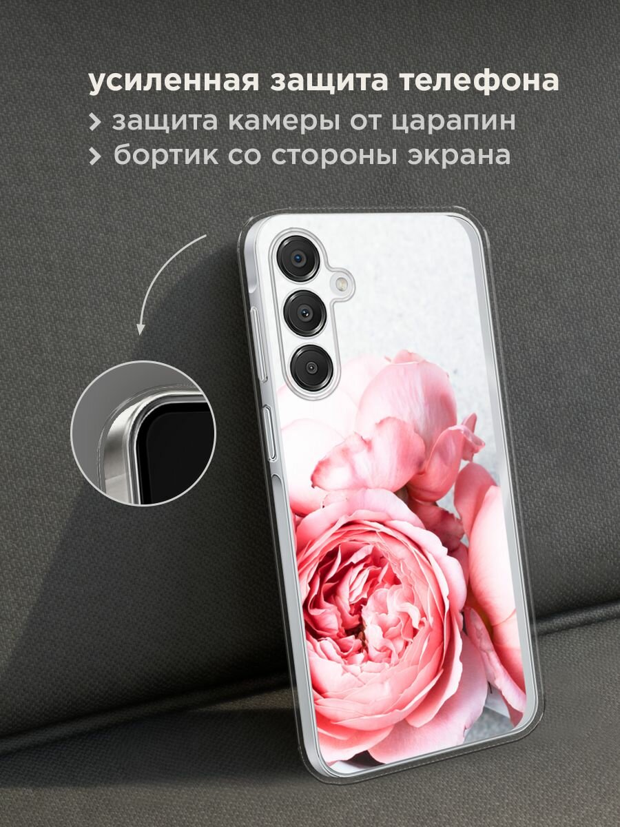 Чехол на Samsung Galaxy A16 / Самсунг А16 с принтом "Пионы на белом" — фото 1