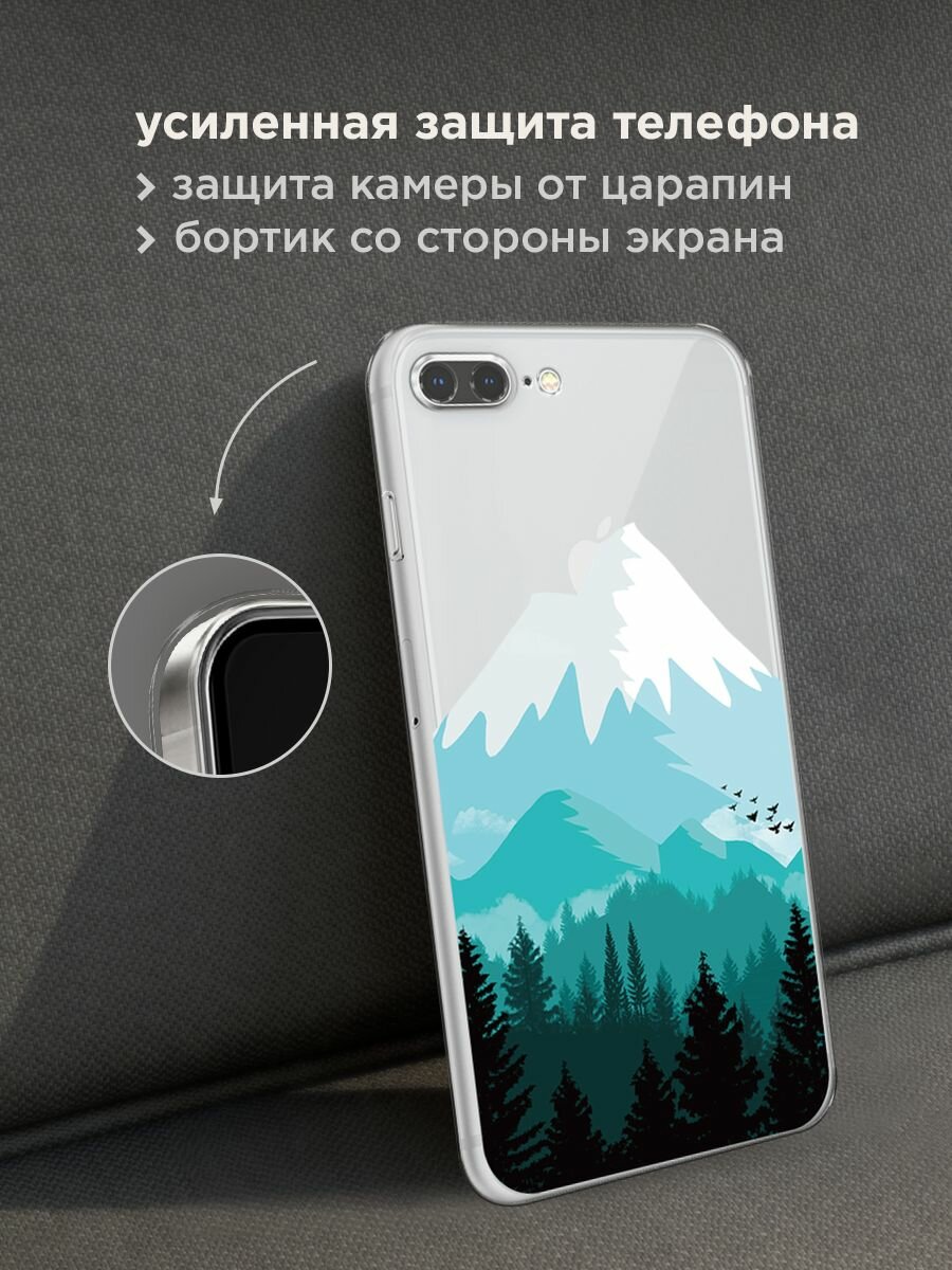 Чехол на Apple iPhone 7 Plus / Айфон 7 Плюс с принтом "Синяя снежная гора", прозрачный — фото 1