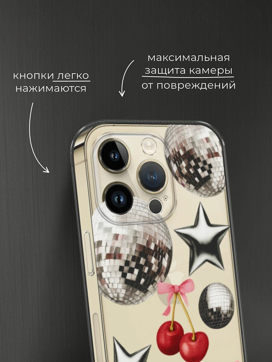 Чехол на Apple iPhone 14 Pro / Айфон 14 Про с принтом "Стильная подборка", прозрачный — фото 1
