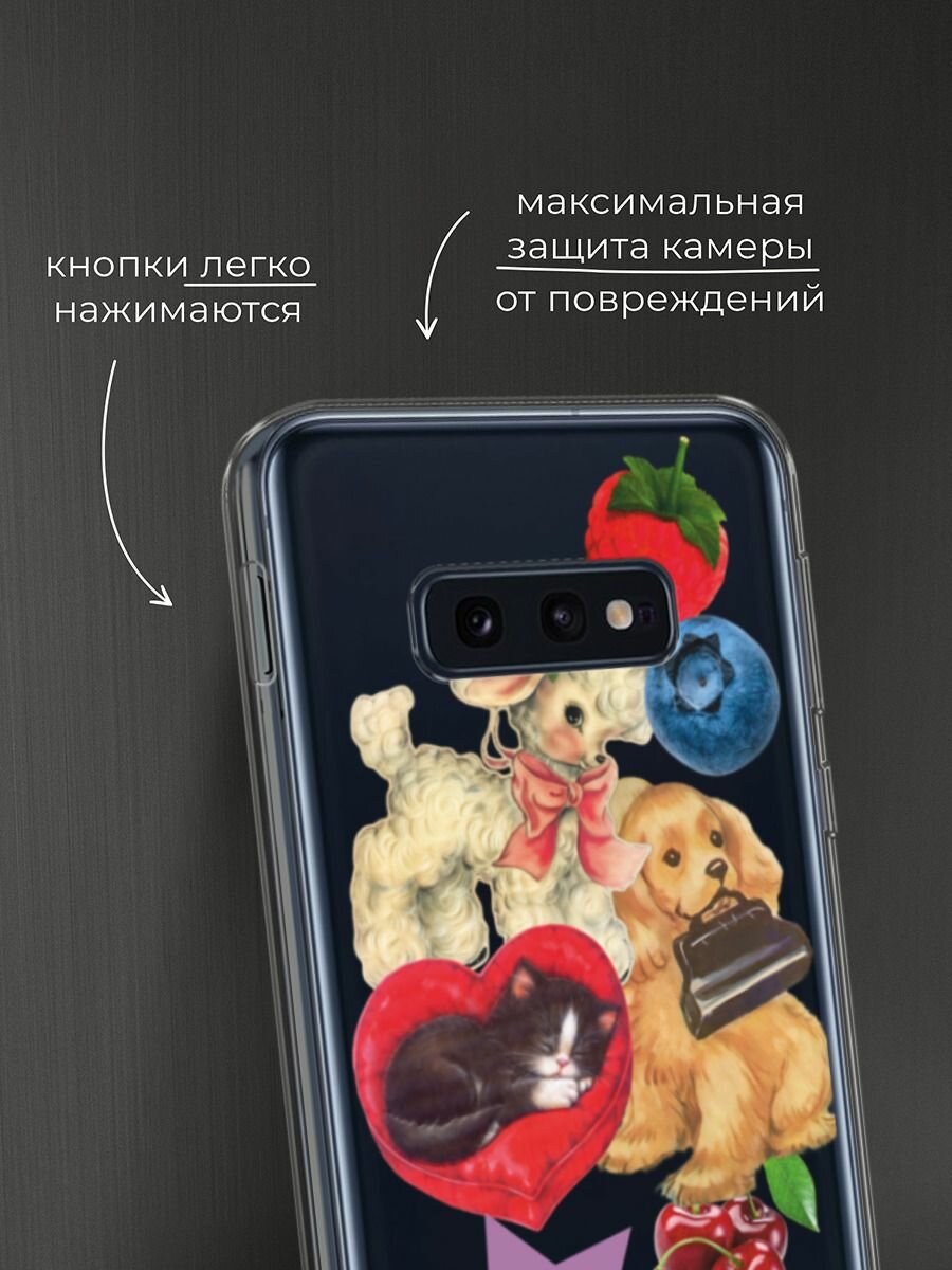 Чехол на Samsung Galaxy S10E / Самсунг Галакси S10E с принтом "Милые стикеры", прозрачный — фото 1
