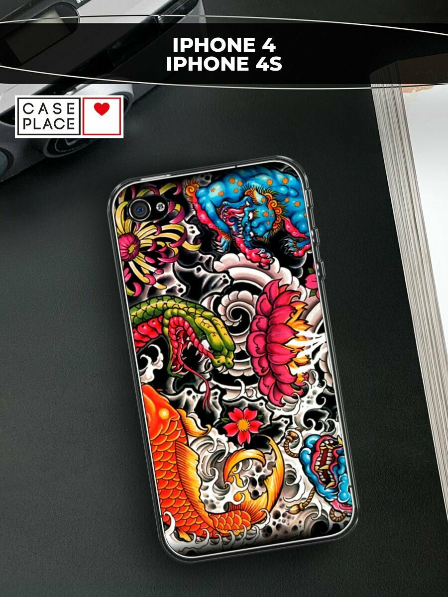 Чехол на Apple iPhone 4/4S / Айфон 4/4S с принтом "Японское искусство"