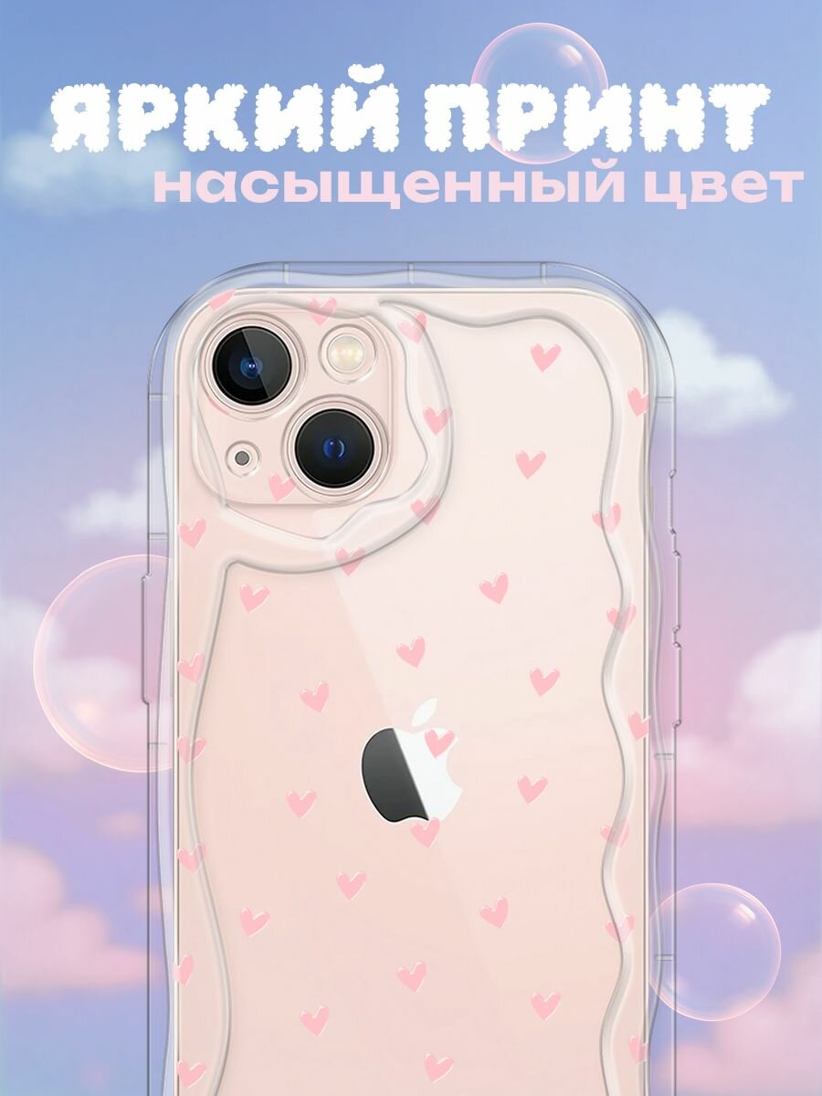 Чехол на Apple iPhone 13 / Айфон 13 с принтом Маленькие нежные сердечки — фото 1