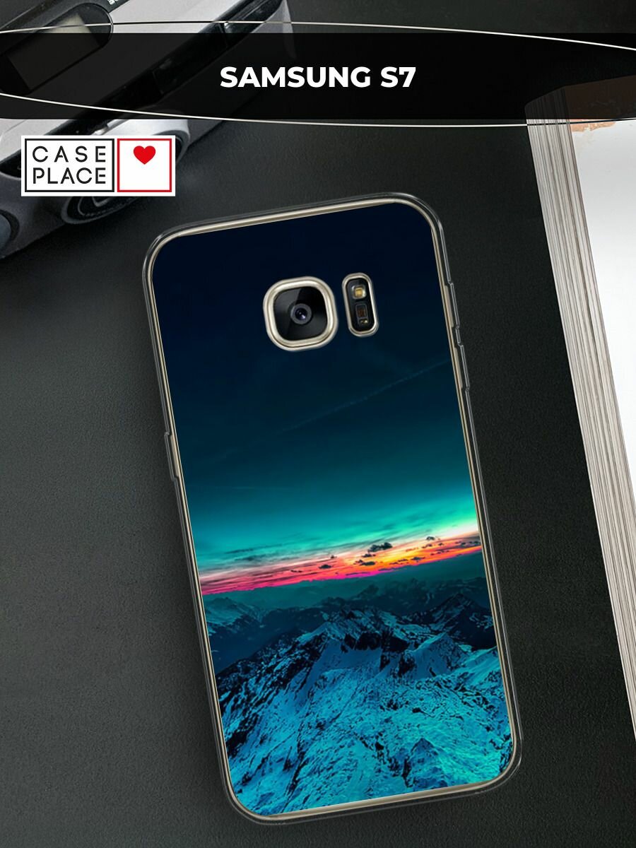 Чехол на Samsung Galaxy S7 / Самсунг Галакси С 7 с принтом "Закат в горах"