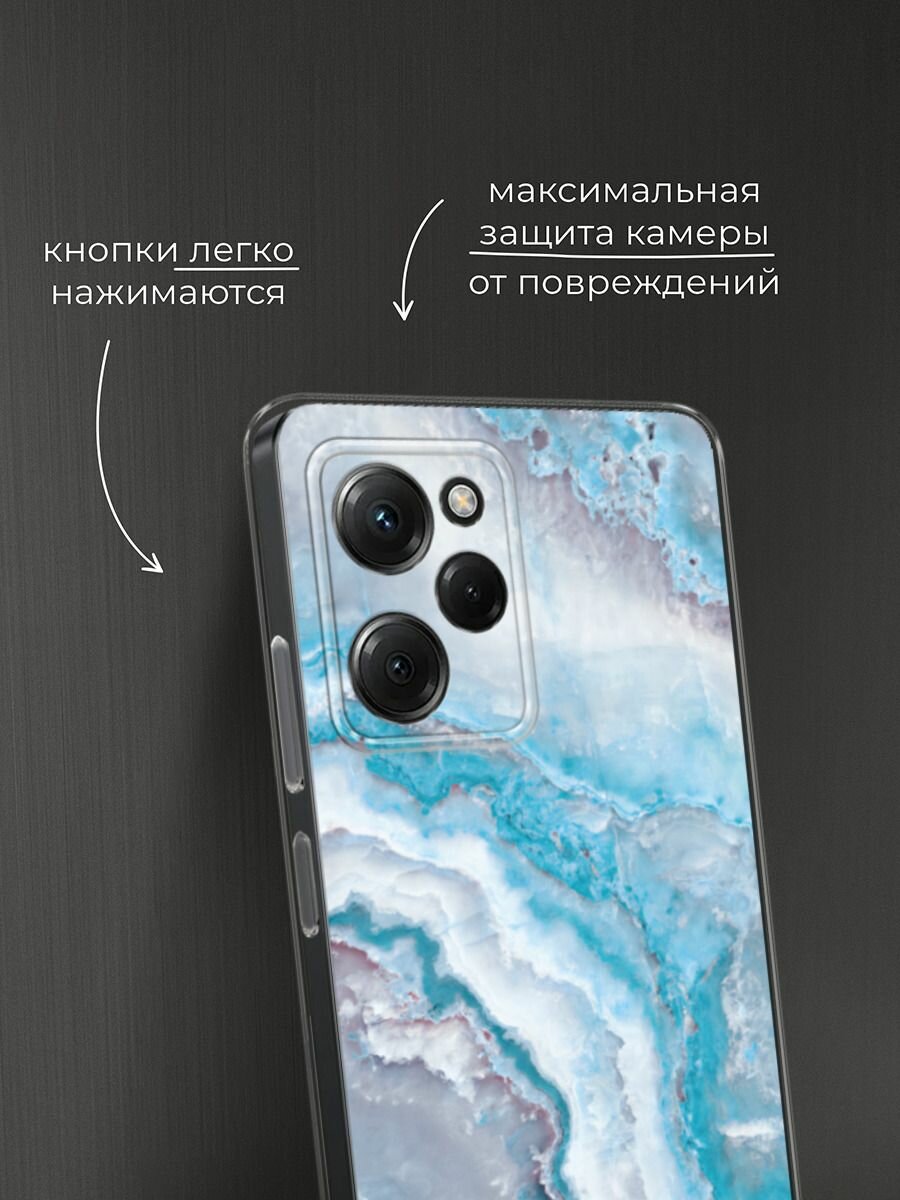 Чехол на Xiaomi Poco X5 Pro 5G / Сяоми Поко X5 Про 5G с принтом "Нежно-голубой мрамор" — фото 1