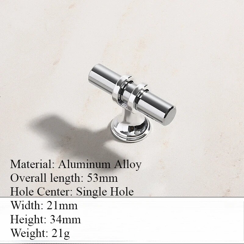Ручка для ванной комнаты, алюминиевый сплав, Silver, 53mm, Single Hole