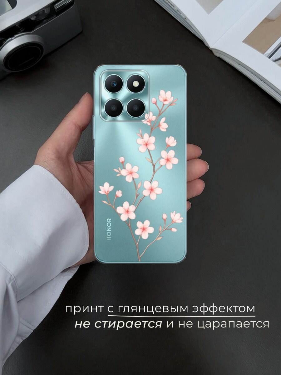Чехол на Honor X6A / Хонор X6A с принтом "Веточка сакуры 2" — фото 1