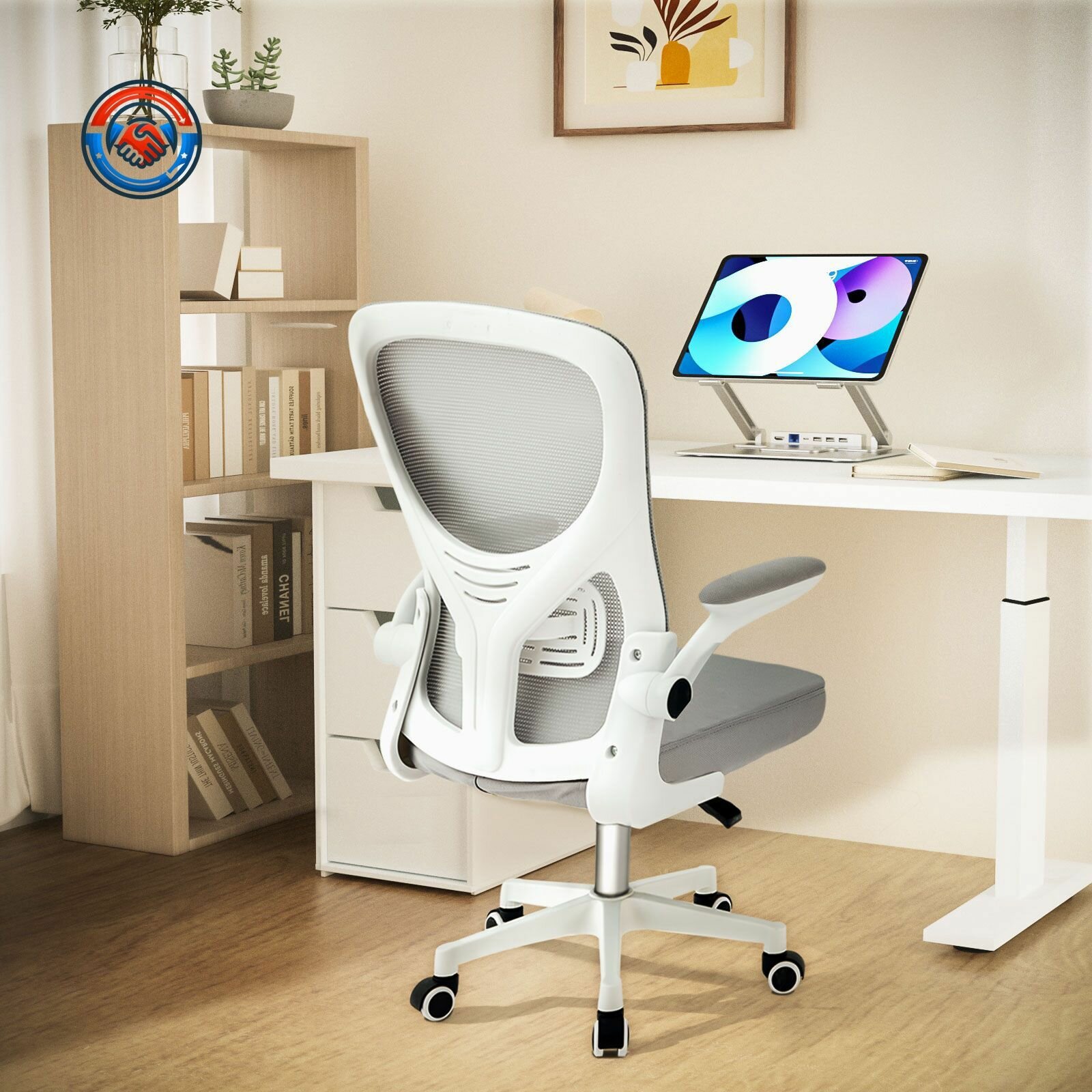 Комфортный офисный стул с высокой спинкой, эргономичное рабочее кресло для дома и офиса, серый стул для компьютера и учёбы