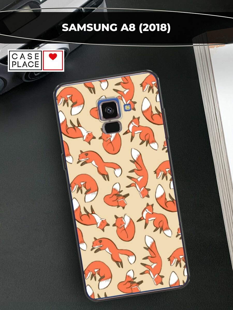 Чехол на Samsung Galaxy A8 2018 / Самсунг Галакси А8 2018 с принтом "Лисички фон"