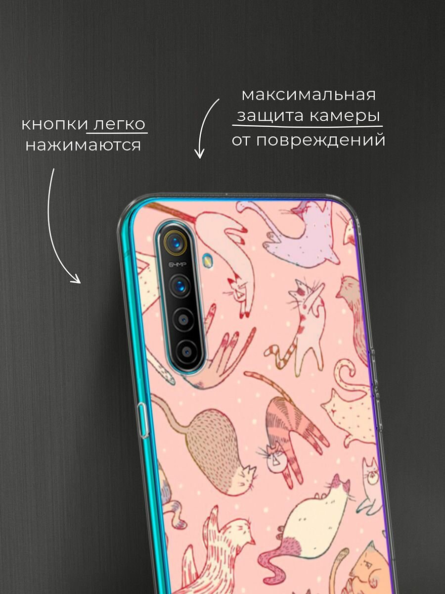 Силиконовый чехол на Realme XT / Реалми XT с принтом "Розовое счастье" — фото 1