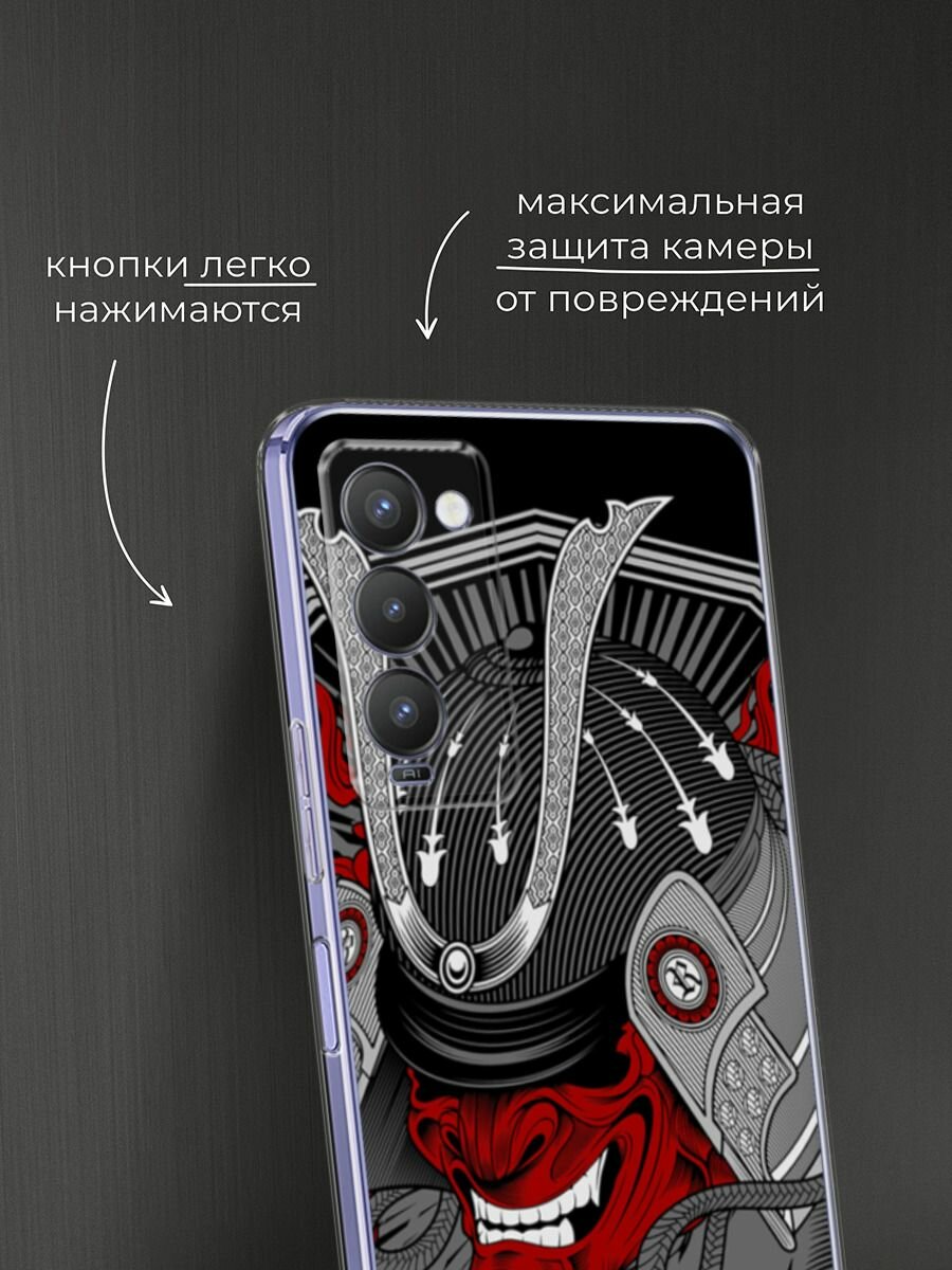 Чехол на Tecno Camon 18/18T / Текно Камон 18/18T с принтом "Красная маска самурая" — фото 1
