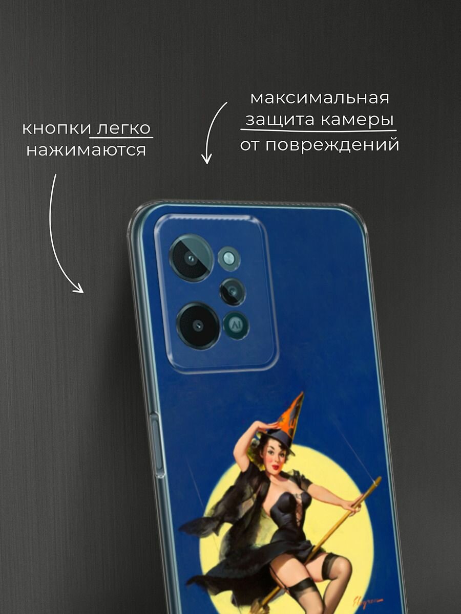 Силиконовый чехол на Realme C31 / Реалми C31 с принтом "Pin-Up Witch" — фото 1