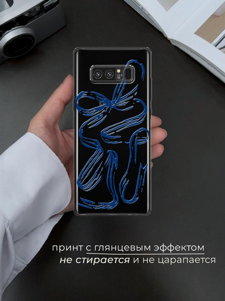 Чехол на Samsung Galaxy Note 8 / Самсунг Галакси Нот 8 с принтом "Синие очертания банта 2" — фото 1