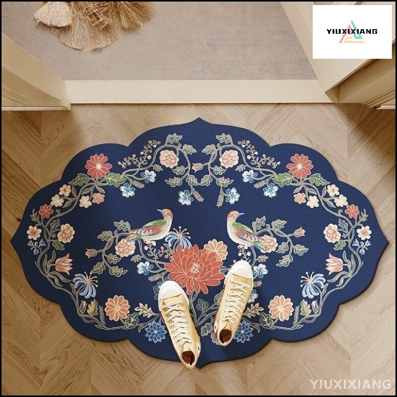 Эксклюзивный овальный придверный коврик 90 на 60 синий