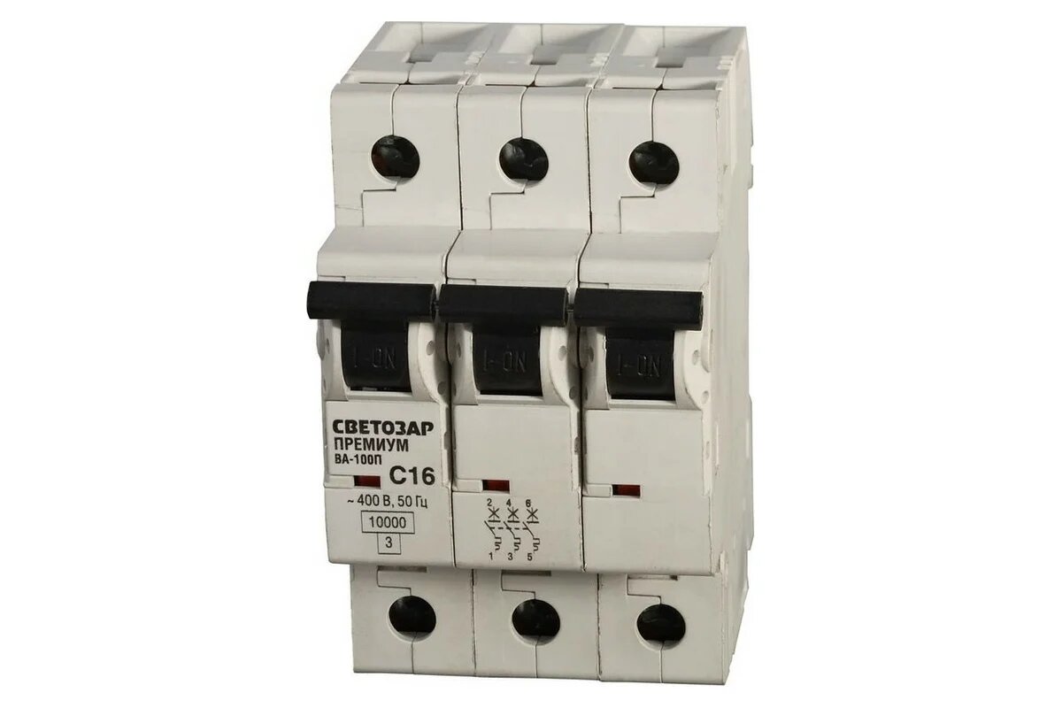 СВЕТОЗАР премиум 3-полюсный автоматический выключатель 16 A тип C 10 кА, 400 В SV-49033-16-C