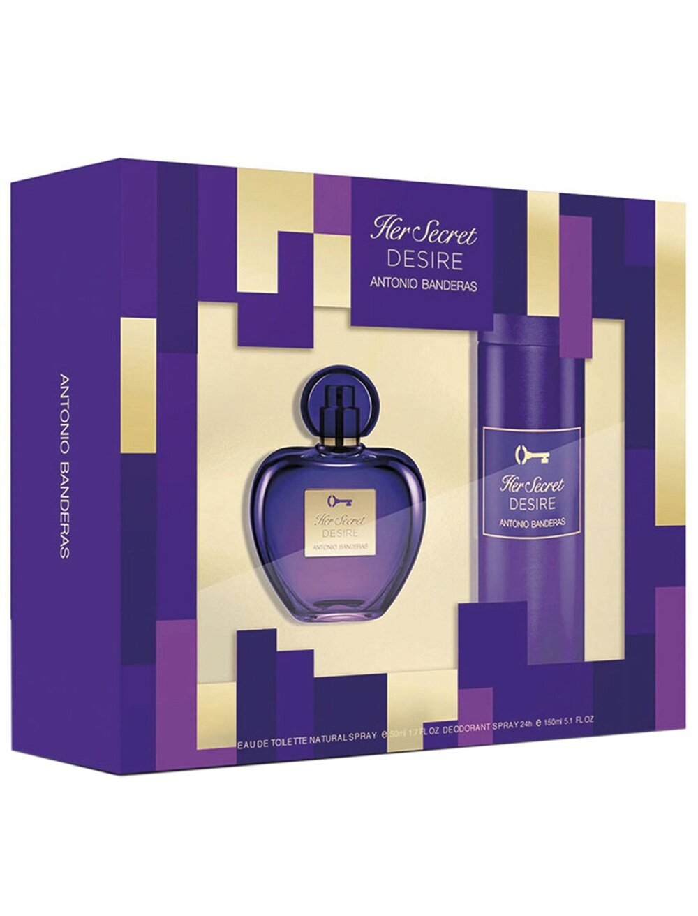 Подарочный набор женский Antonio Banderas Her Secret Desire, Туалетная вода 50 мл и дезодорант-спрей 150 мл