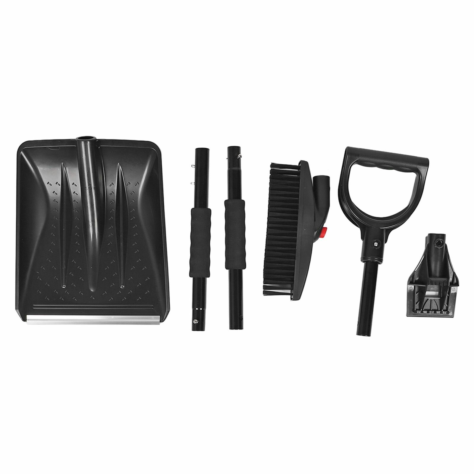 Автомобильная лопата для снега Выдвижная Съемная Поворотная 3 в 1 Автомобильная лопата для удаления снега из нержавеющей стали для аварийной ситуации на открытом воздухе Титан Черный