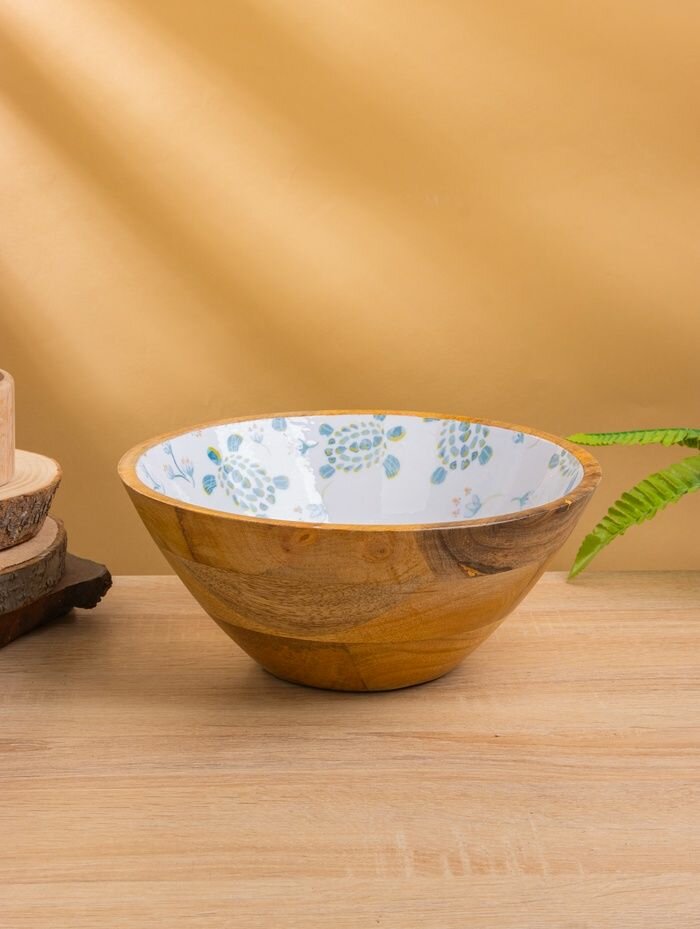 Салатник Черепаха и цветы , 25 25 10 см, дерево манго