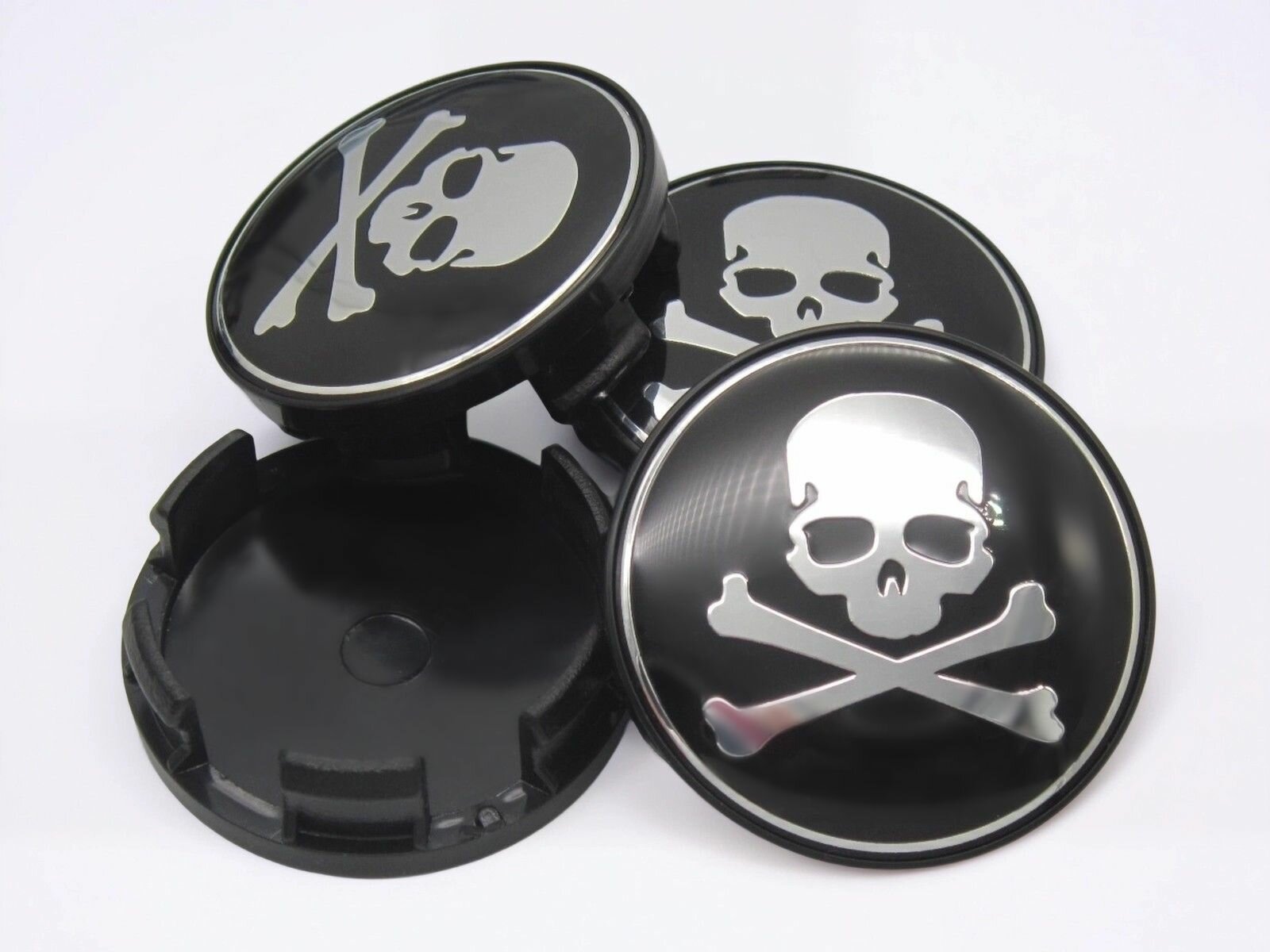 Колпачки, заглушки на литые диски СКАД Череп 56/51/12 мм, комплект 4 шт.