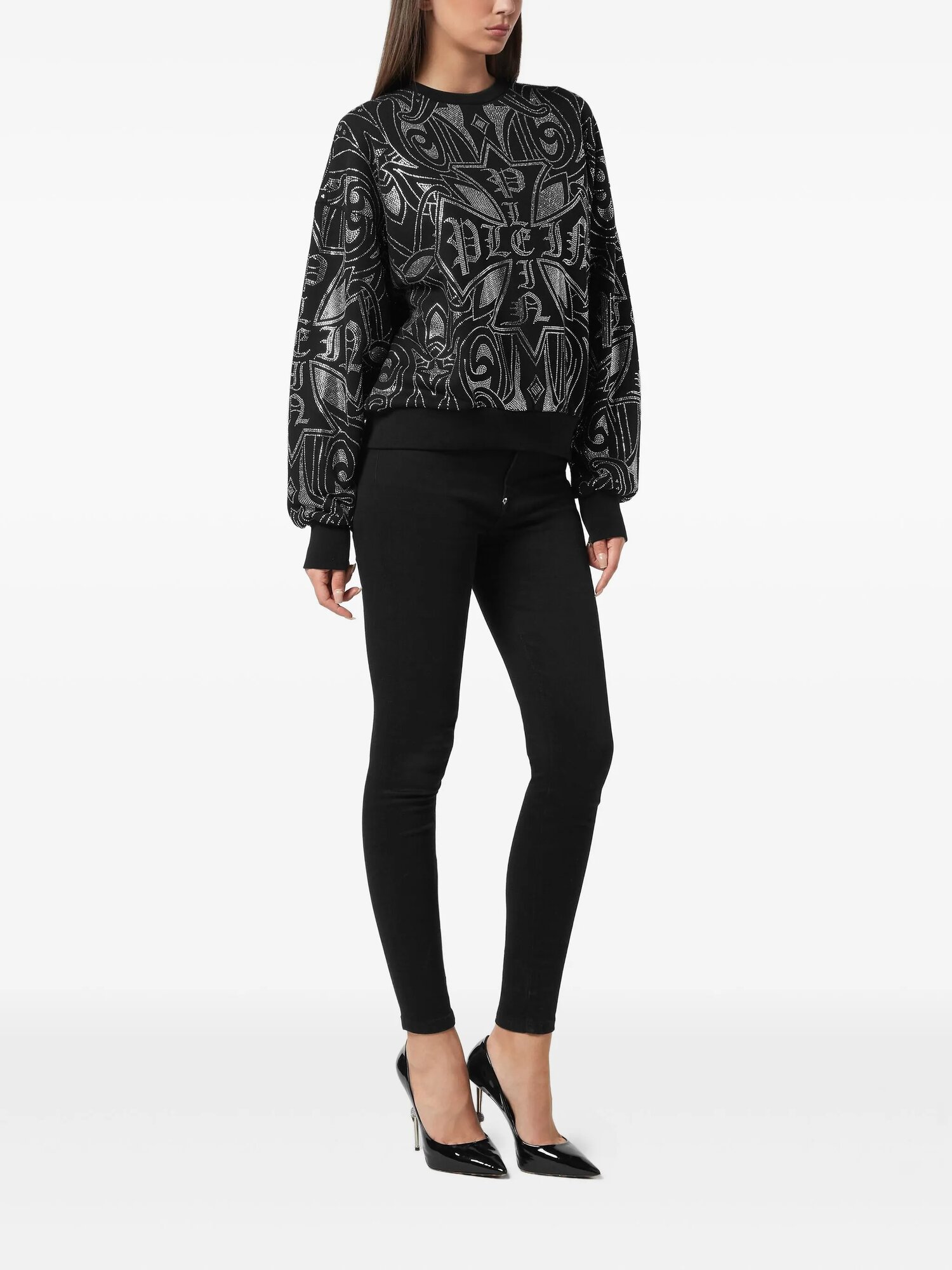 Толстовка PHILIPP PLEIN Strass Gothic, размер L, , black/black — фото 1