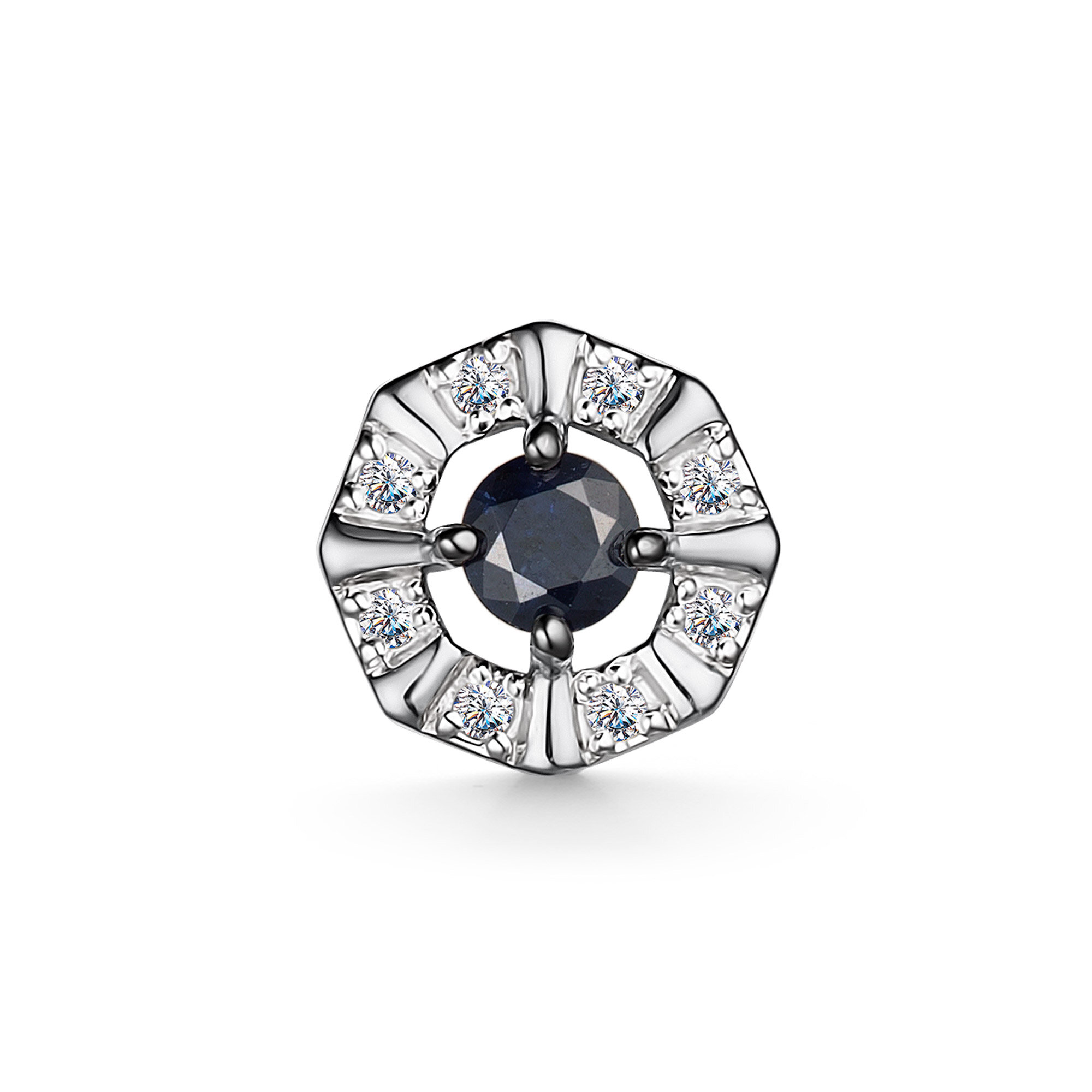 Подвеска, белое золото, 585 проба, сапфир, бриллиант