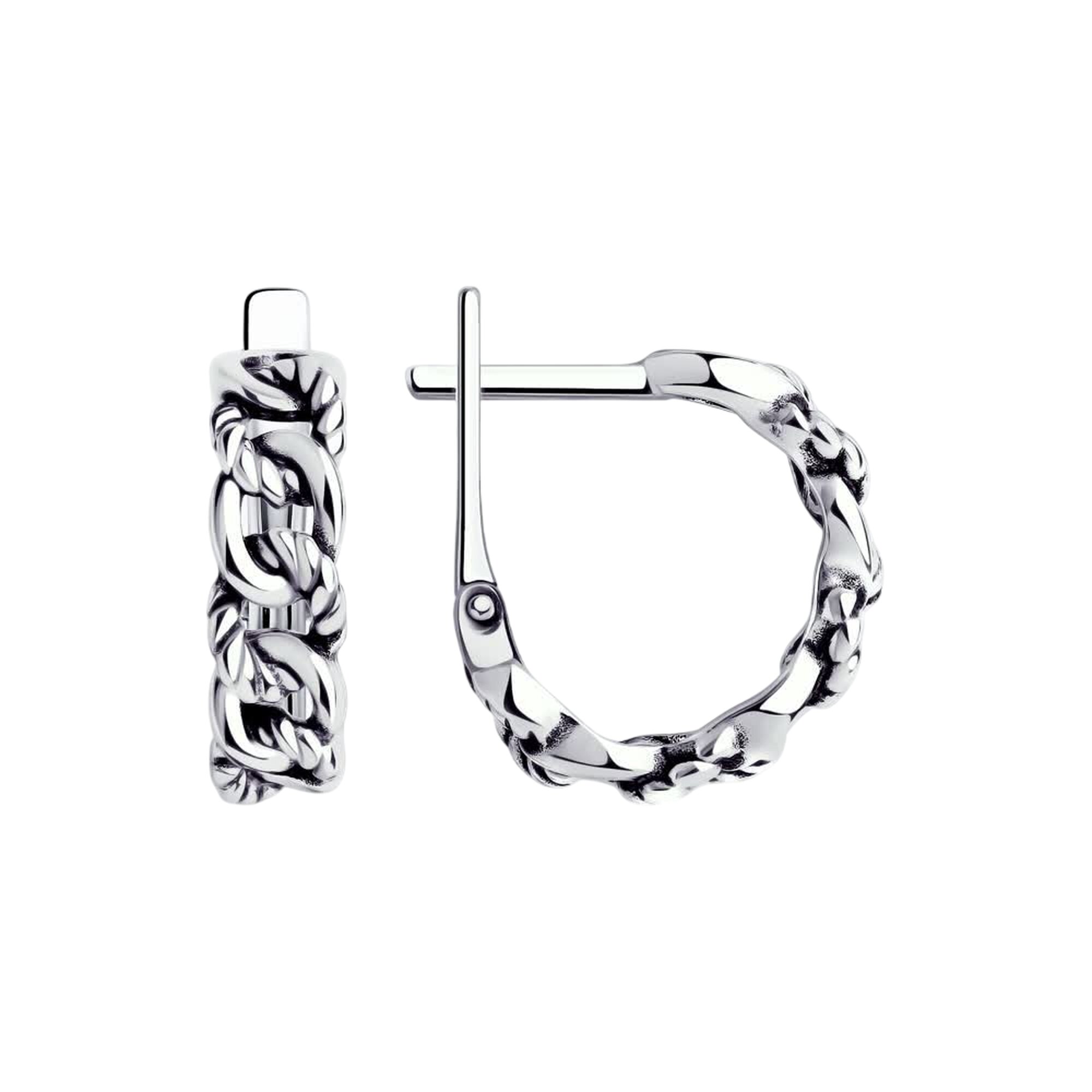 Серьги, серебро, 925 проба, чернение