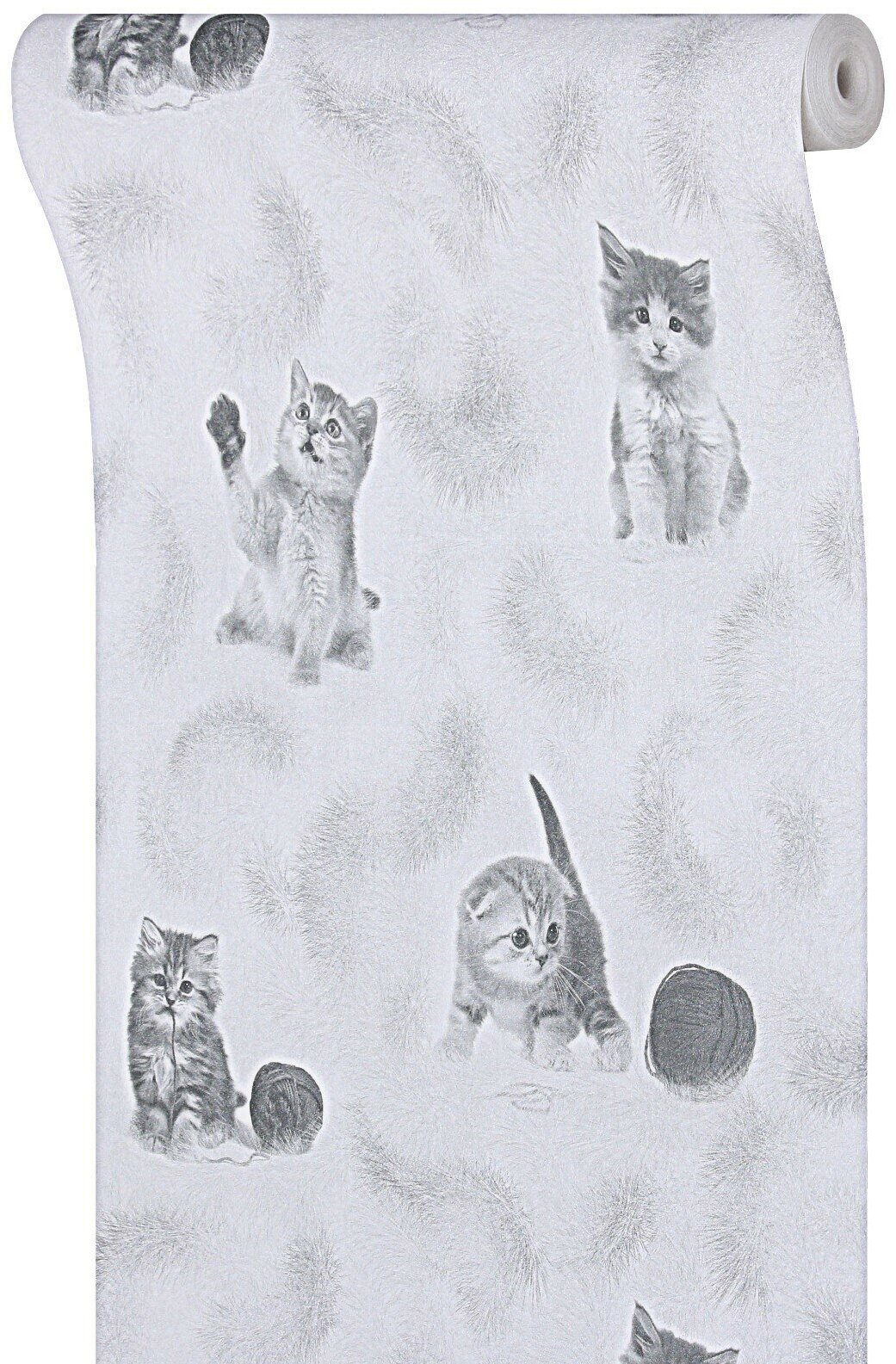 Бумажные обои «Котята 255-01», 0.53×10.05 м, серый