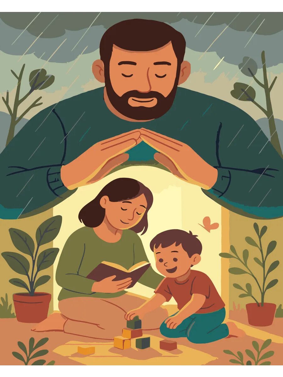 Картина по номерам Семья - Папа Мама Сын