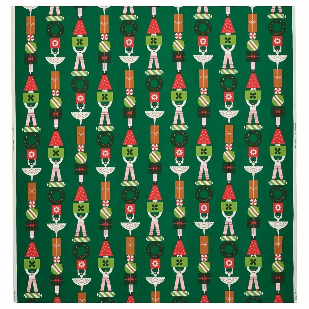 Новые продукты икеа, VINTERFINT Предсрезанная ткань, рождественский рисунок зеленый, 150x300 см;