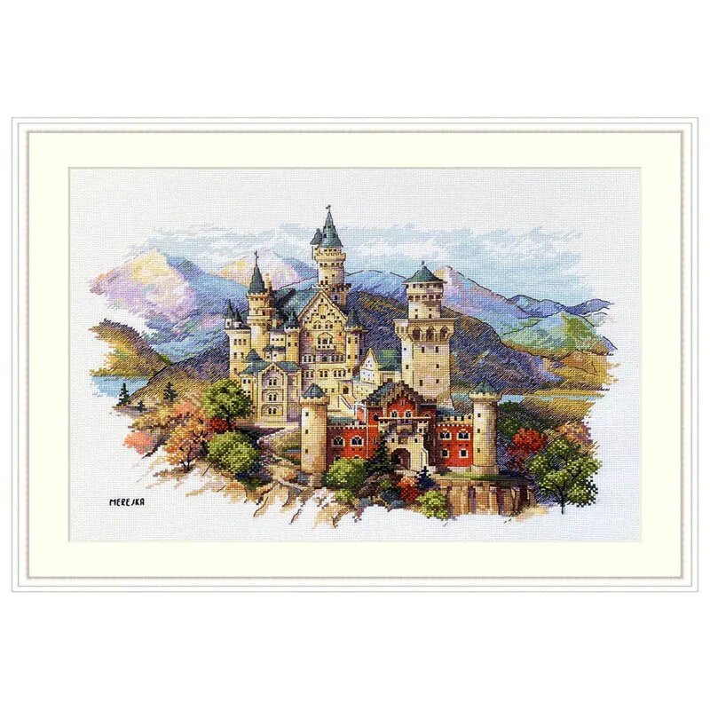 Наборы для вышивки крестом замок Neuschwanstein Merejka K-201 18CT unprint canvas