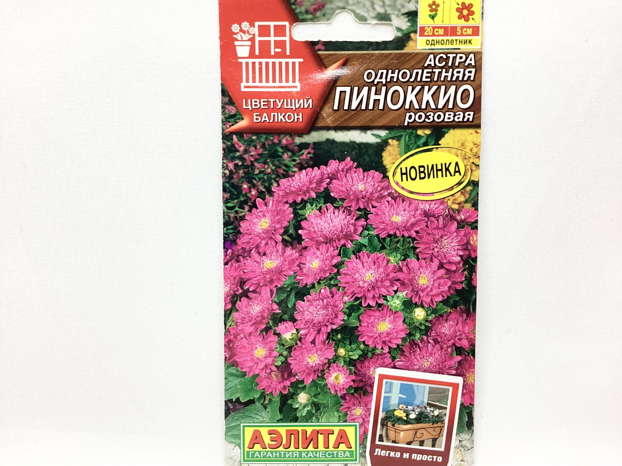Астра Пиноккио Розовая (0,05 г) Аэлита из серии Цветущий Балкон, низкорослая 20 см